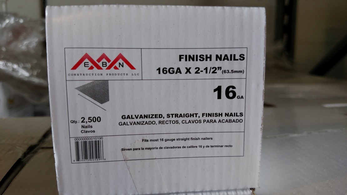 16 Gauge Straight 2 1/2 Inch Finish Nails 10190 | EBN Construction ...